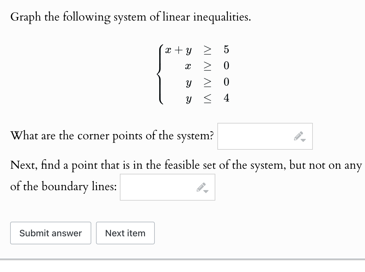 Solved Graph the following system of linear | Chegg.com