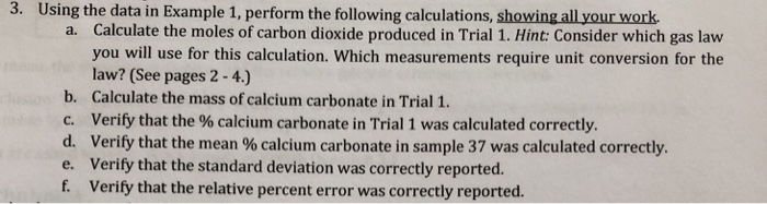 Solved Using the data in example 1, perform the following | Chegg.com