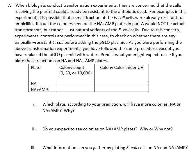 Solved Transformation Assessment 1. In the protocol, what | Chegg.com