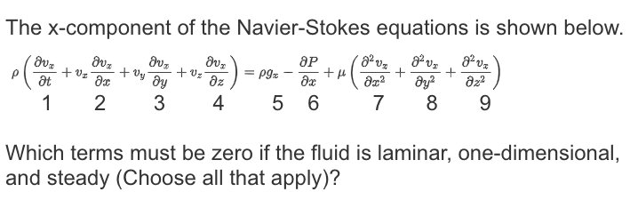 Solved The x-component of the Navier-Stokes equations is | Chegg.com