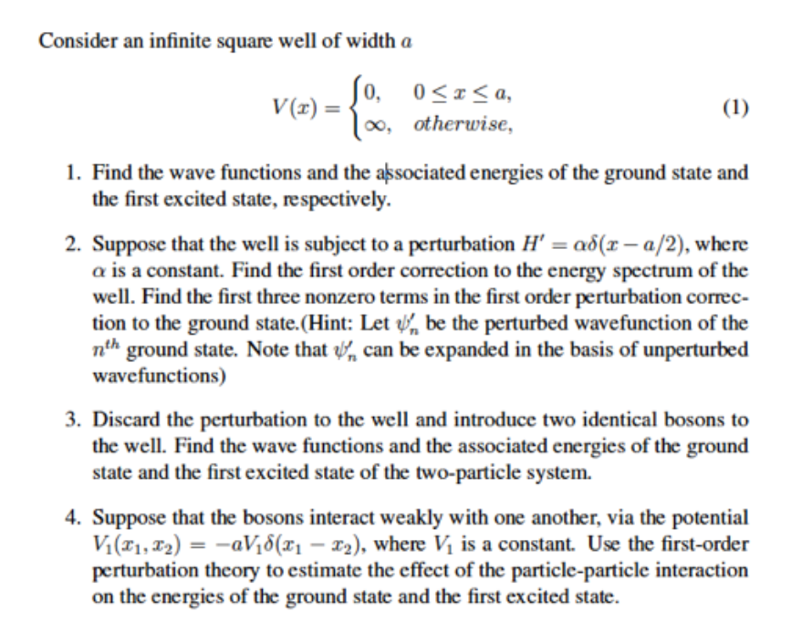 Solved Consider an infinite square well of width a (1) So, | Chegg.com