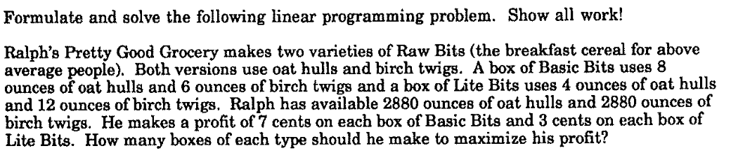 Solved Formulate and solve the following linear programming | Chegg.com