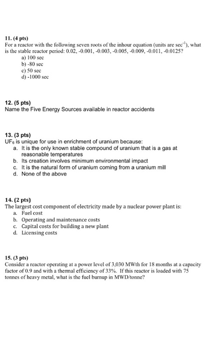 Solved 1. (15 pts) Asymptotic period, Inhour equation The | Chegg.com