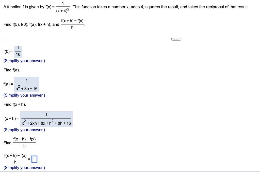 Solved A function f is given by f(x)=(x+4)21. This function | Chegg.com