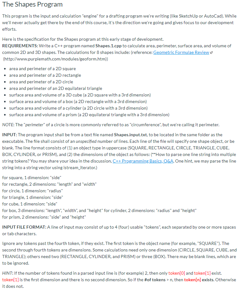 In Programming Assignment 1 (Shapes.1.cpp) at the end | Chegg.com