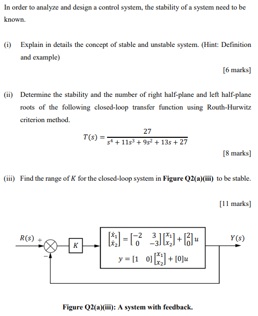 Solved In order to analyze and design a control system, the | Chegg.com