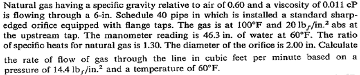 Solved Natural gas having a specific gravity relative to air | Chegg.com