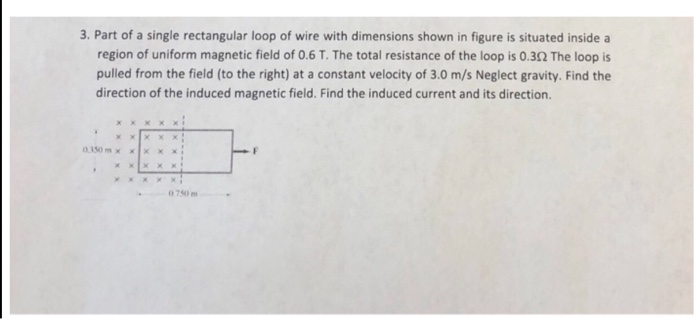 Solved 3. Part of a single rectangular loop of wire with | Chegg.com
