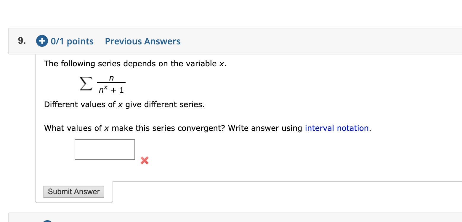 Solved 9. + 0/1 points Previous Answers The following series | Chegg.com