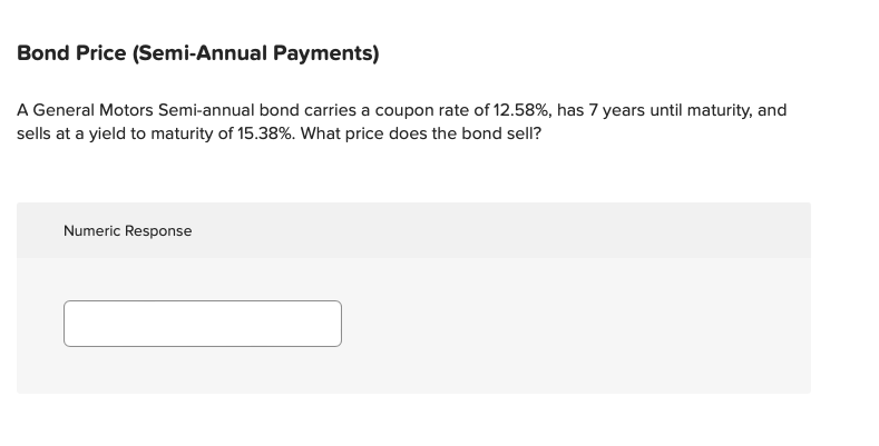 Solved Bond Price (Semi-Annual Payments) A General Motors | Chegg.com