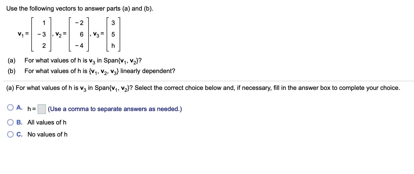 Solved Use the following vectors to answer parts (a) and | Chegg.com