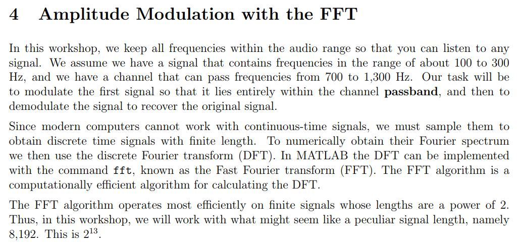 4 Amplitude Modulation with the FFT In this workshop, | Chegg.com