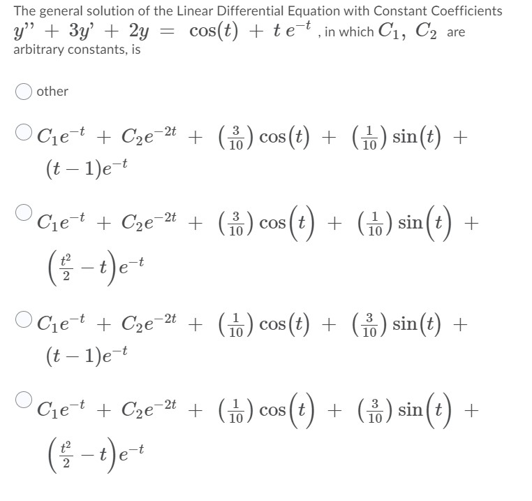 Solved A Linear Differential Equation with Constant | Chegg.com