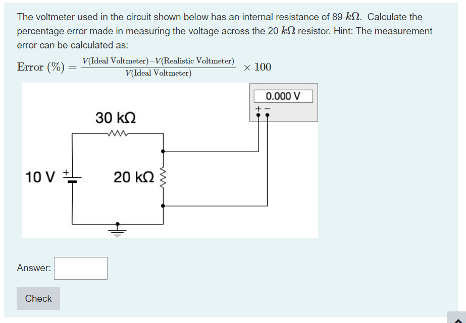 Solved The voltmeter used in the circuit shown below has an | Chegg.com