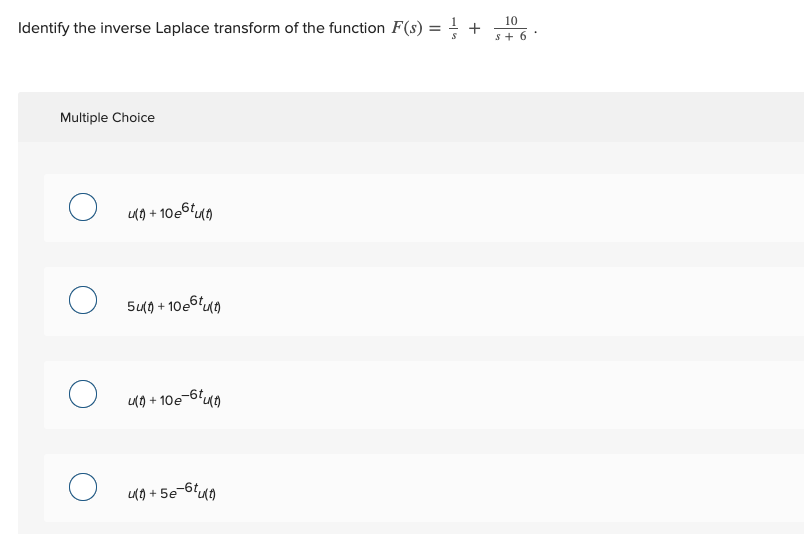 Solved Identify the inverse Laplace transform of the | Chegg.com