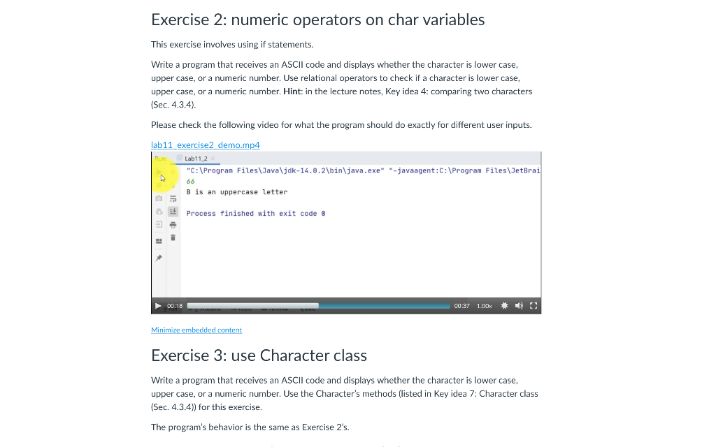 Solved Exercise 2: numeric operators on char variables This | Chegg.com