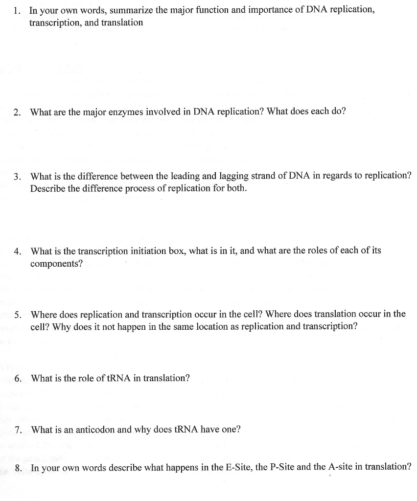 Solved 1. In your own words, summarize the major function | Chegg.com