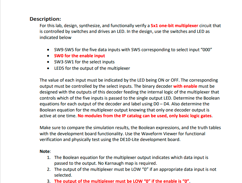 Solved Description: For this lab, design, synthesize, and | Chegg.com