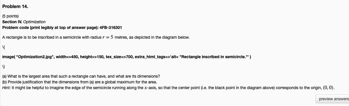 Solved Problem 14. (5 points) Section IV. Optimization | Chegg.com