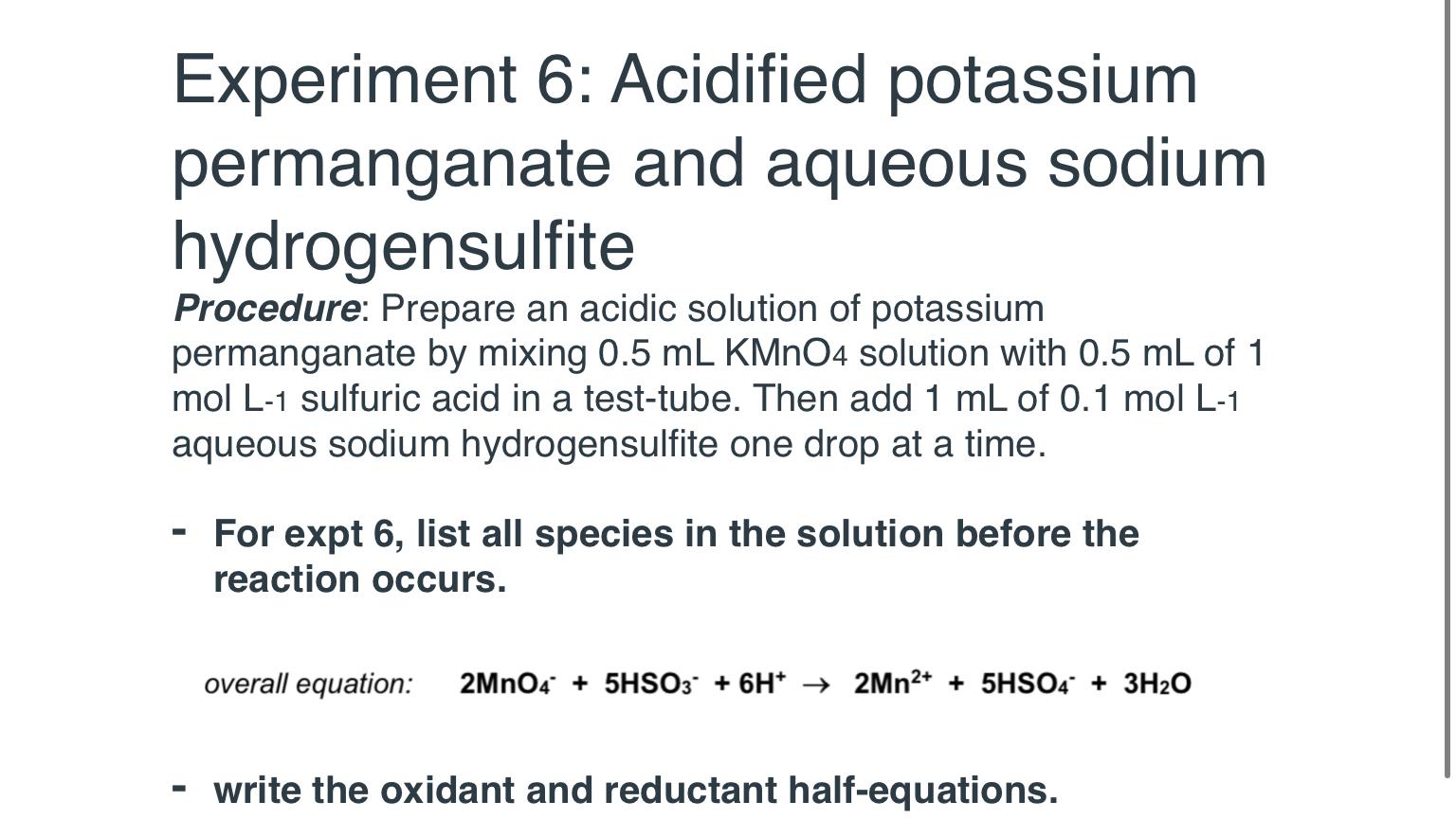 Solved Experiment 4: Iron(III) chloride solution and aqueous | Chegg.com