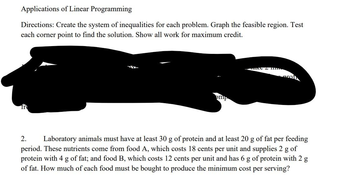 Solved Applications of Linear Programming Directions: Create | Chegg.com