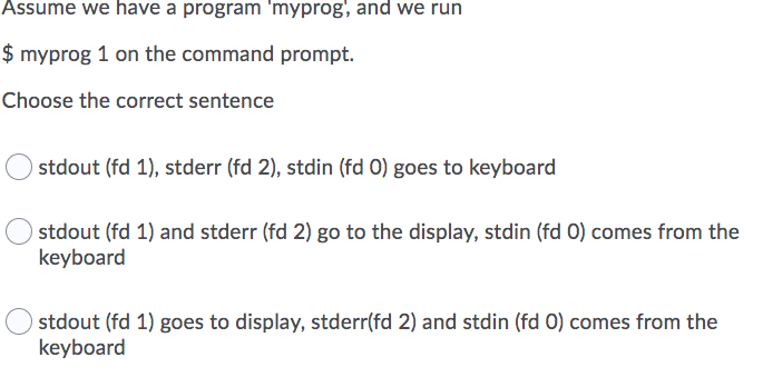 Assume we have a program 'myprog, and we run $ myprog | Chegg.com