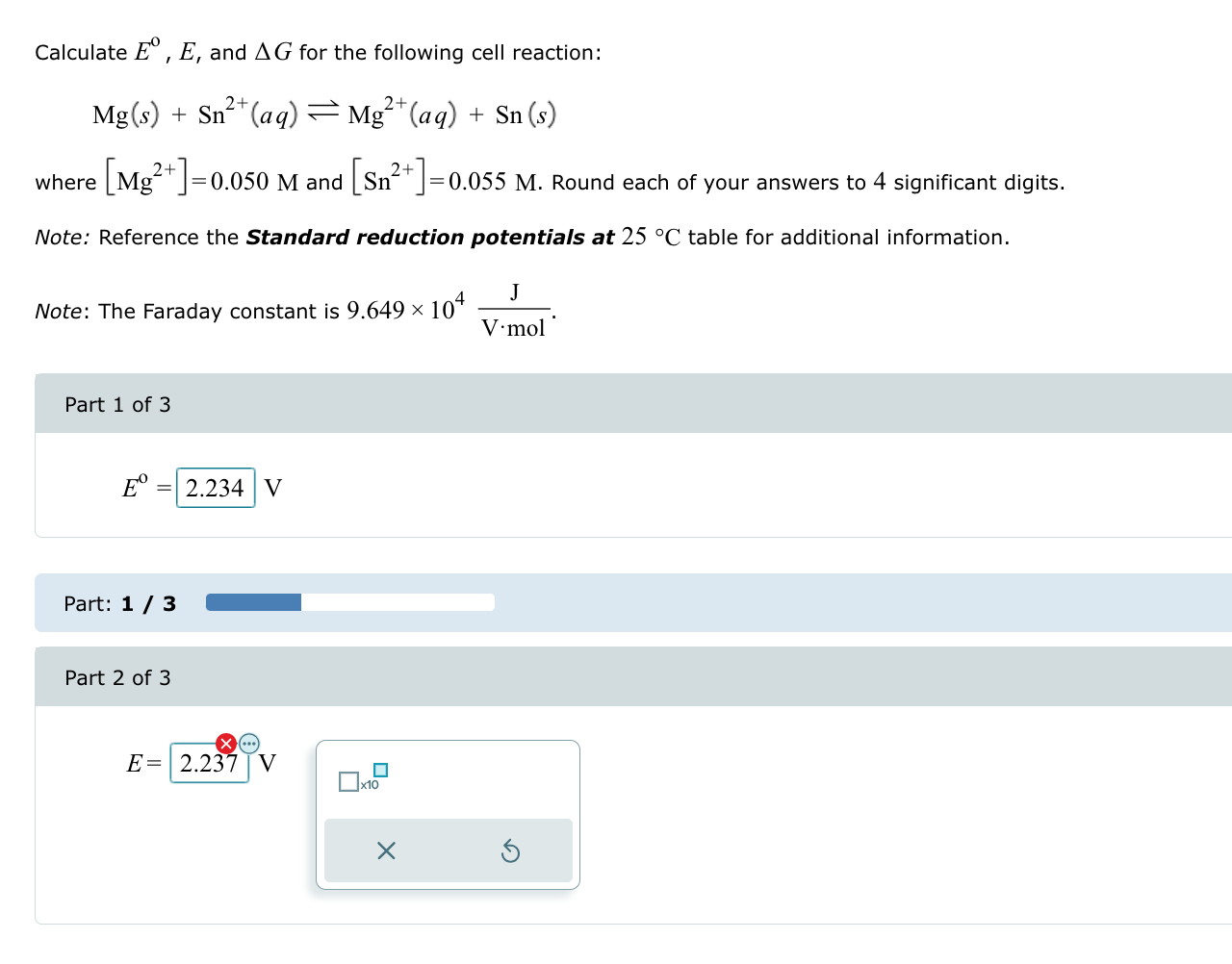 Solved Calculate E0,E, and ΔG for the following cell | Chegg.com