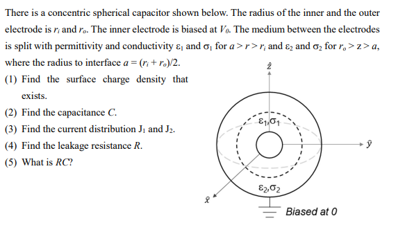 Solved There is a concentric spherical capacitor shown | Chegg.com
