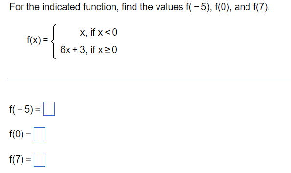 Solved For the indicated function, find the values | Chegg.com