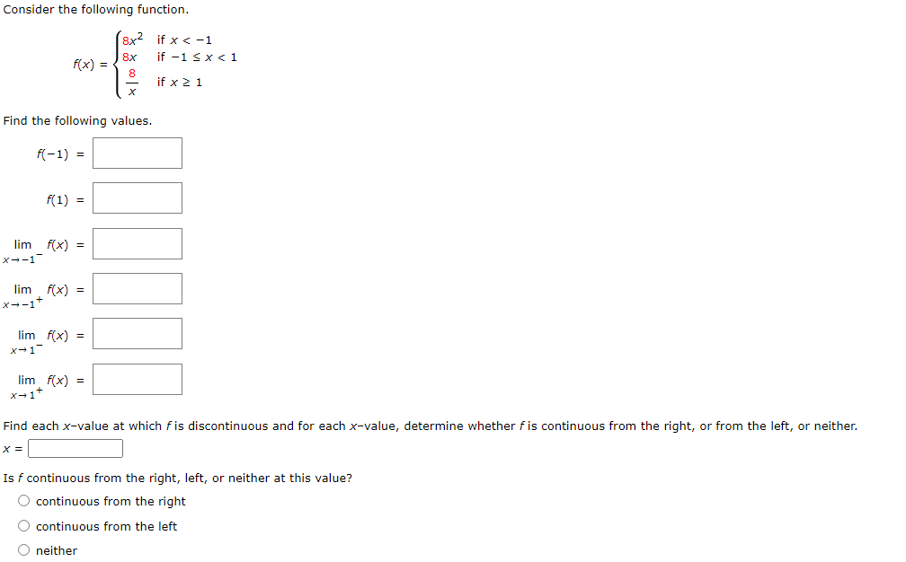 Solved Consider the following function. f(x) = 8x2 if x