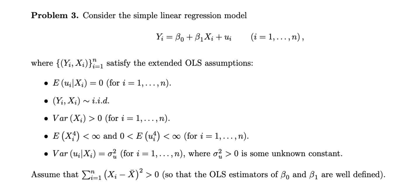 Solved Problem 3. Consider the simple linear regression | Chegg.com