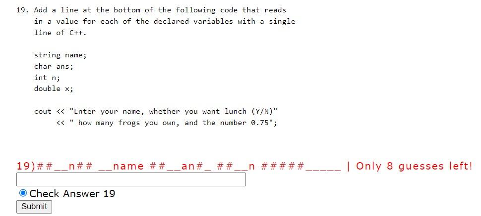 Solved Add a line at the bottom of the following code that | Chegg.com