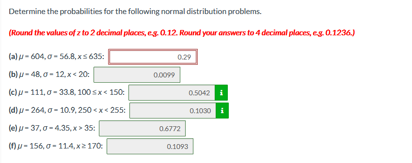 Solved Determine the probabilities for the following normal | Chegg.com