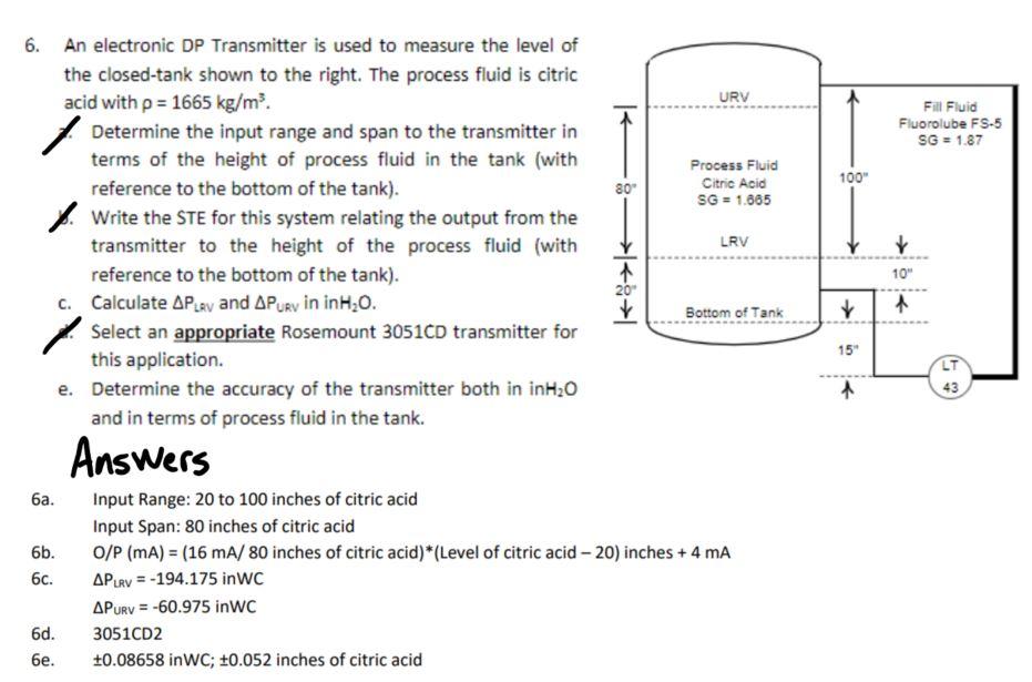6. URV Fill Fluid Fluorolube FS-5 SG = 1.87 Process | Chegg.com