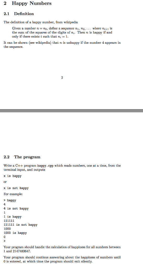 Solved 2 Happy Numbers 2.1 Definition The definition of a | Chegg.com