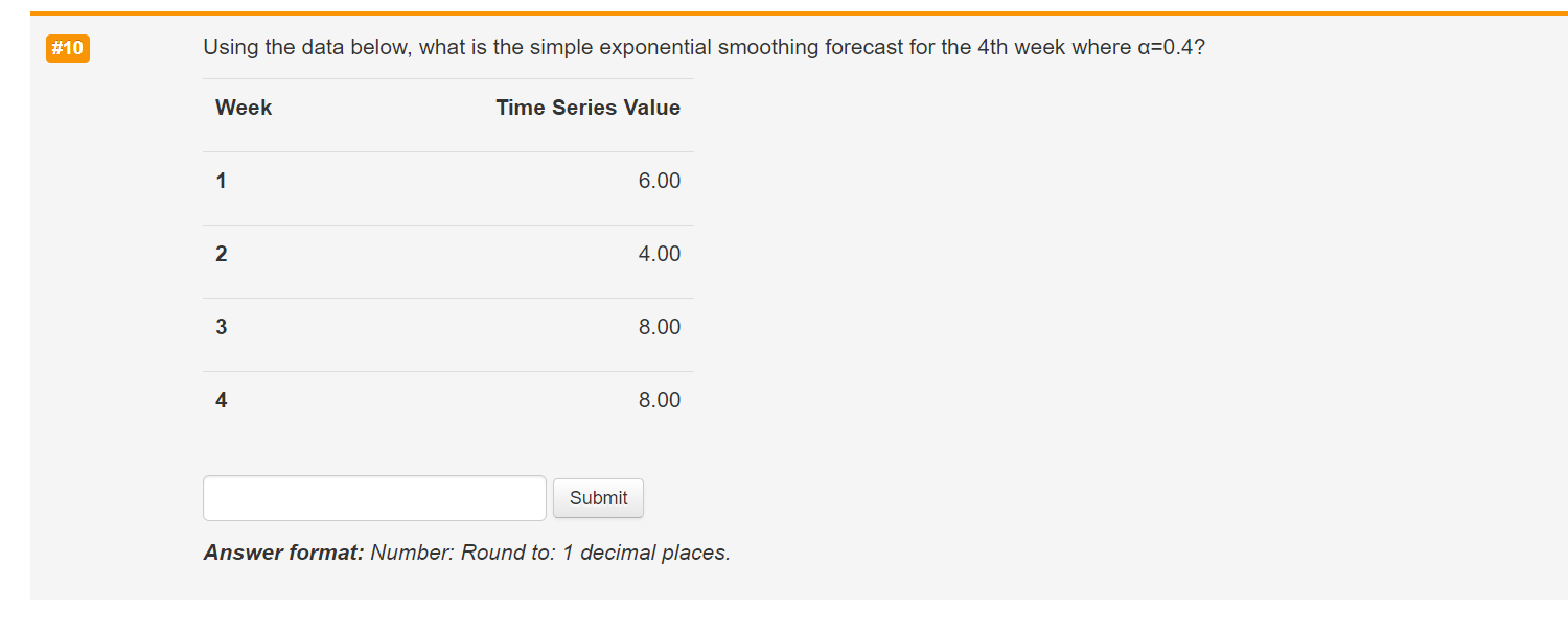Solved Using The Data Below What Is The Simple Exponential