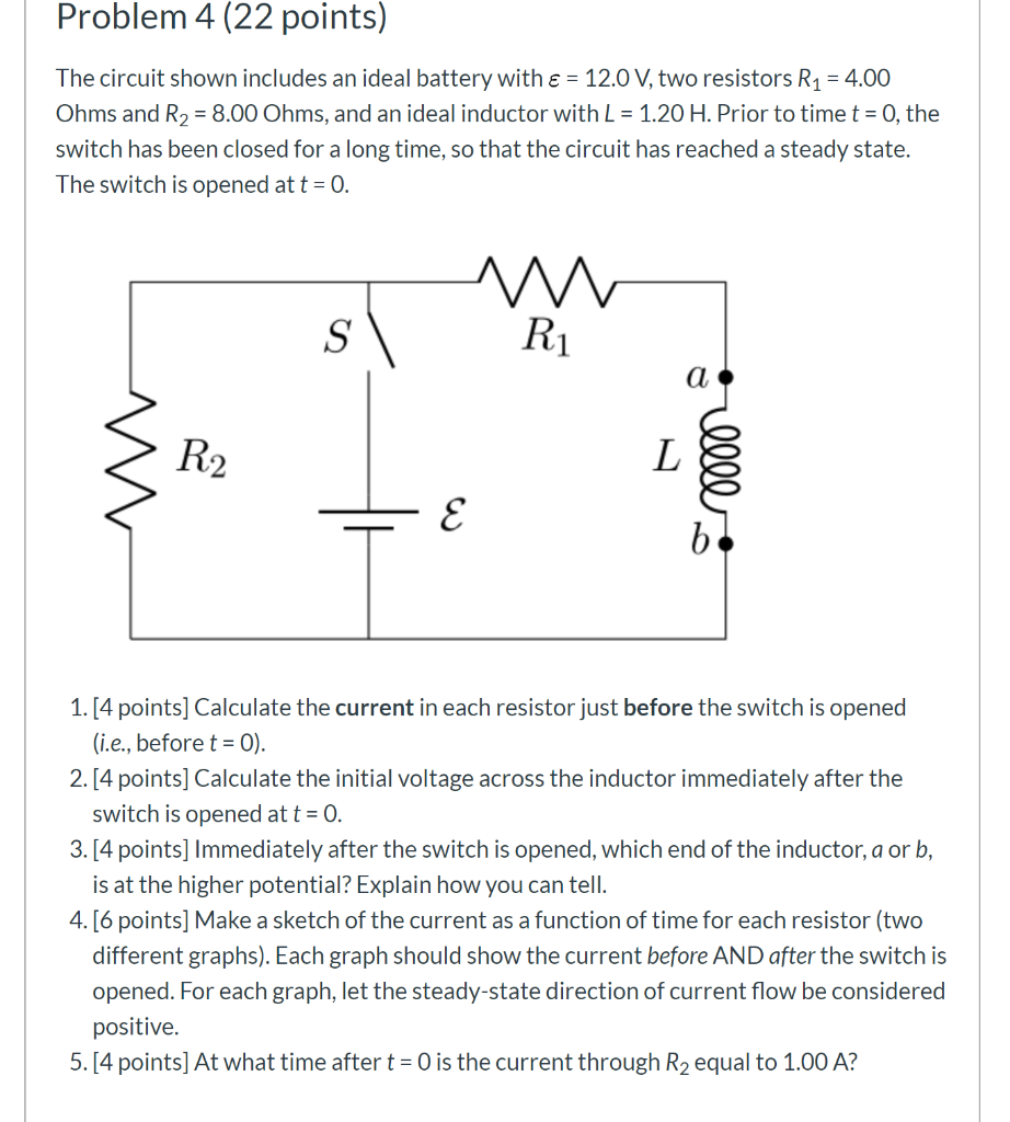 Solved Problem 4 (22 points) The circuit shown includes an | Chegg.com