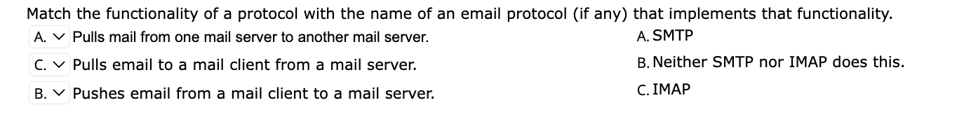 [Solved]: Match the functionality of a protocol with the n