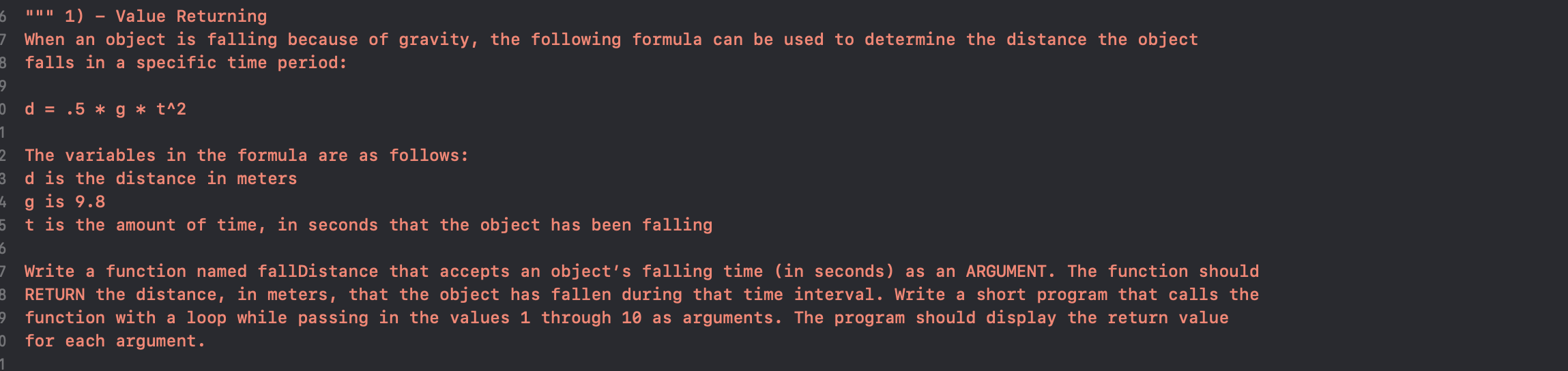 Solved b"" 1) - Value Returning 7 When an object is falling | Chegg.com