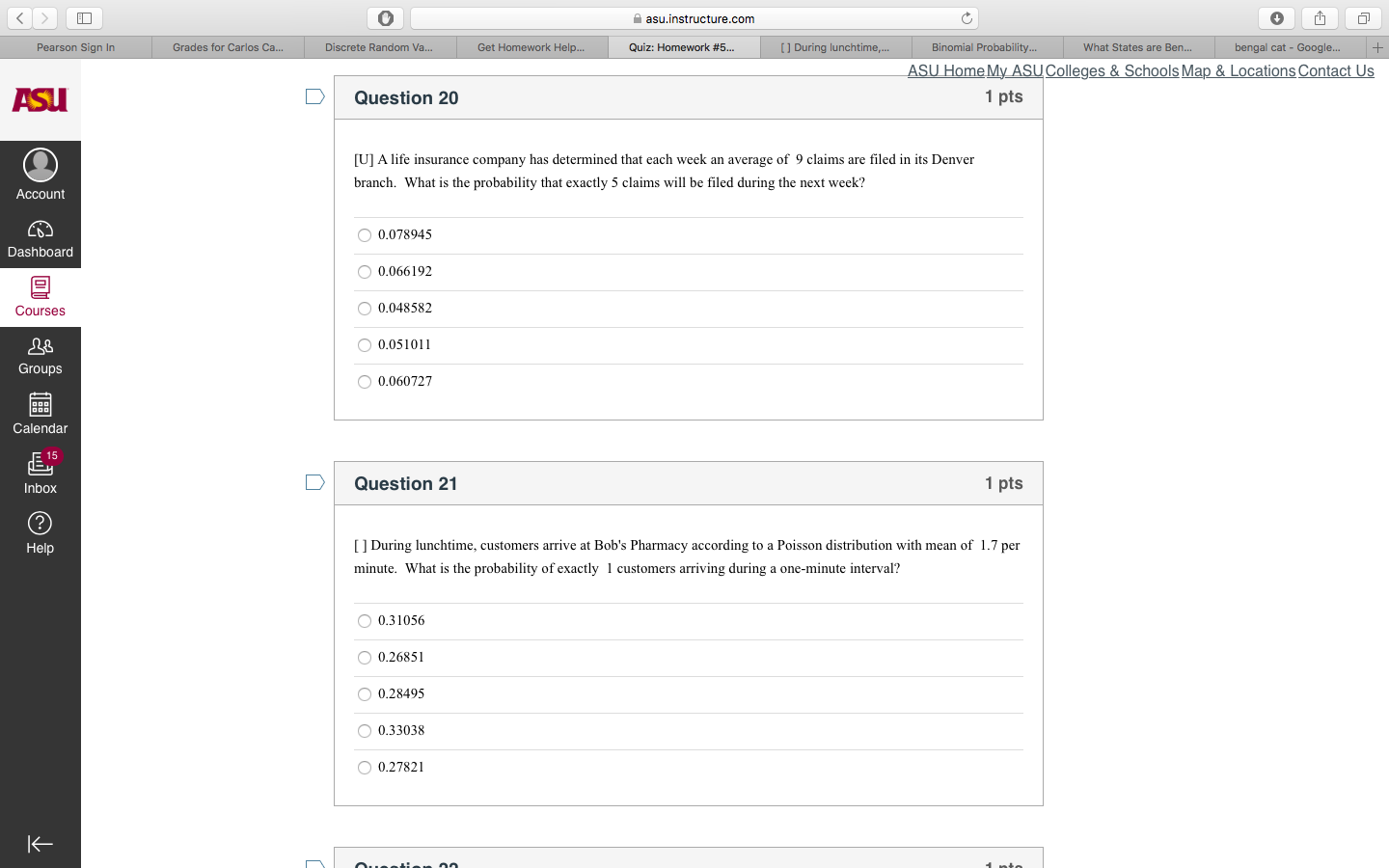 Solved asu.instructure.com Pearson Sign In Grades for Carlos | Chegg.com