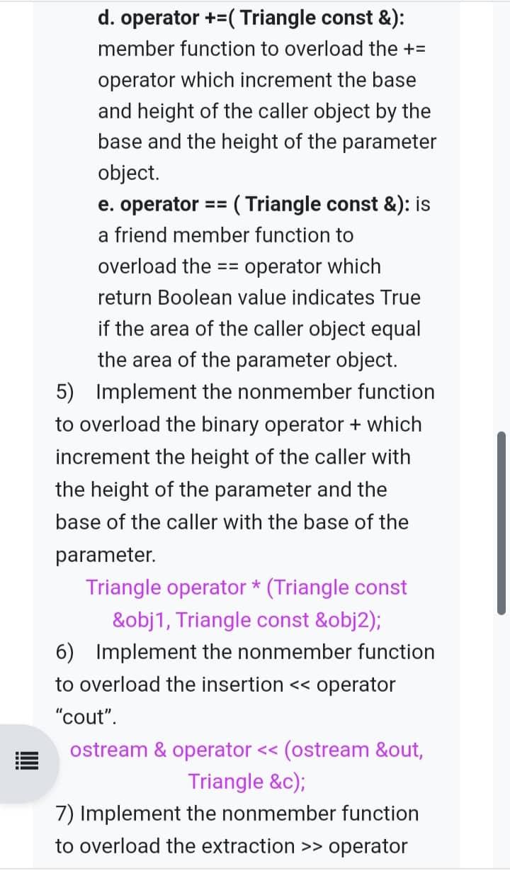 Solved Write a program that defines a class Triangle with | Chegg.com