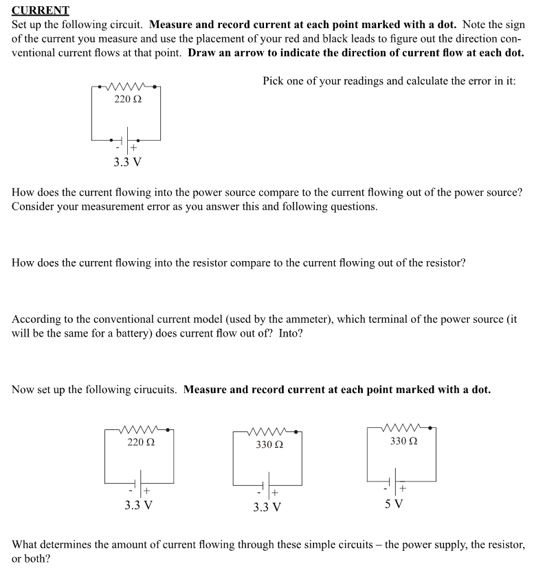 Solved CURRENT Set up the following circuit. Measure and | Chegg.com