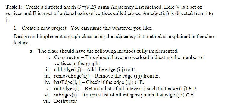 Solved Task 1: Create a directed graph G=(V,E) using | Chegg.com