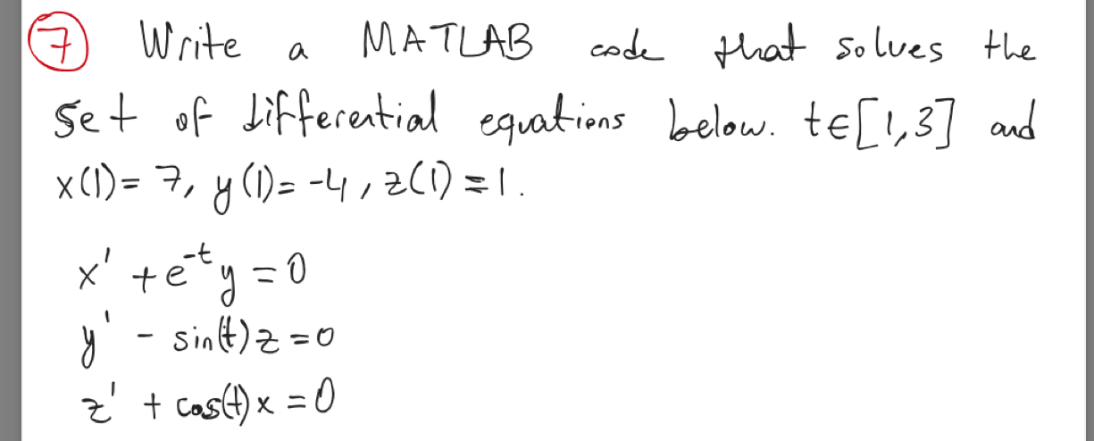 Solved Write a / ㅋ MATLAB code that solves the set of | Chegg.com