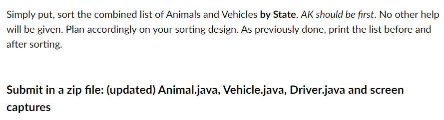 Solved Code the Animal class and the Vehicle class, as shown | Chegg.com