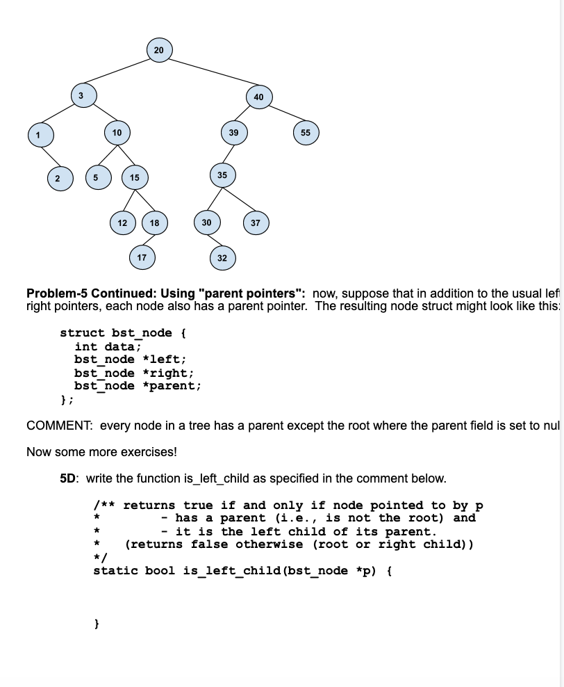 Solved PROBLEM 5: finding successors / parent pointers Given | Chegg.com