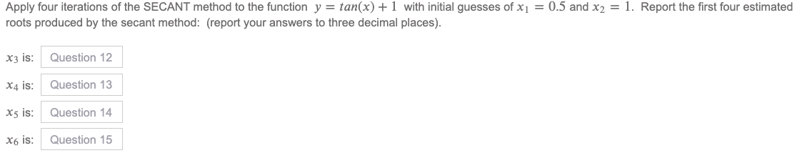 Solved Apply Four Iterations Of The Secant Method To The