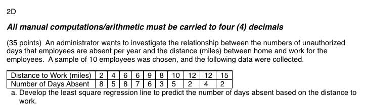 Solved 2D All manual computations/arithmetic must be carried | Chegg.com