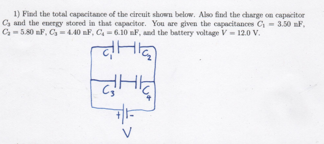 Solved 1) Find the total capacitance of the circuit shown | Chegg.com