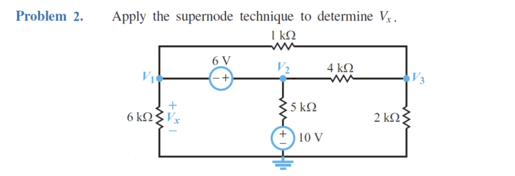 Solved Apply the supernode technique to determine Vx. | Chegg.com